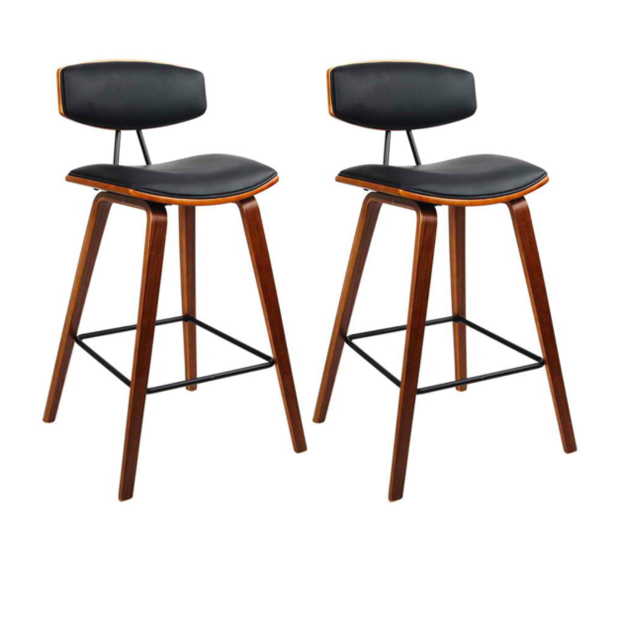 Artiss Bar Stool with Wide Curved Backrest Set of 2 Black Kitchen Warehouse